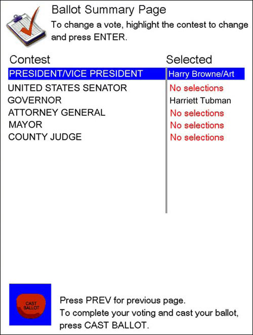 The Hart Voting System: Informal Usability Comments
